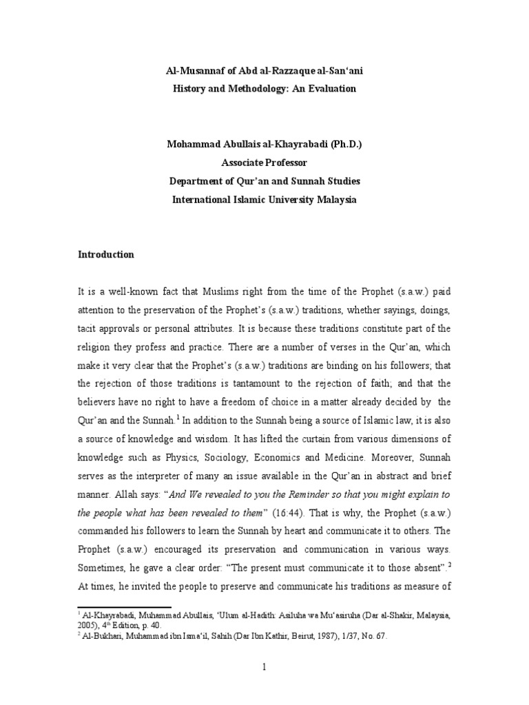 Al-Musannaf of Abd Al-Razzaque | PDF | Hadith | Ali