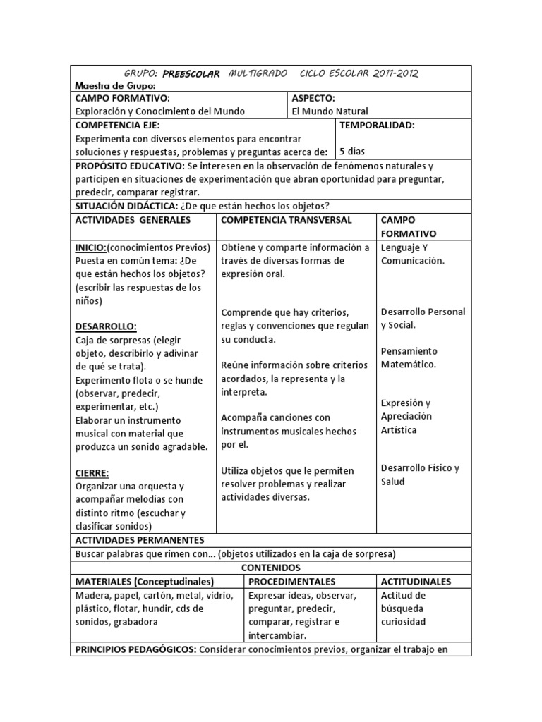 planeacion preescolar