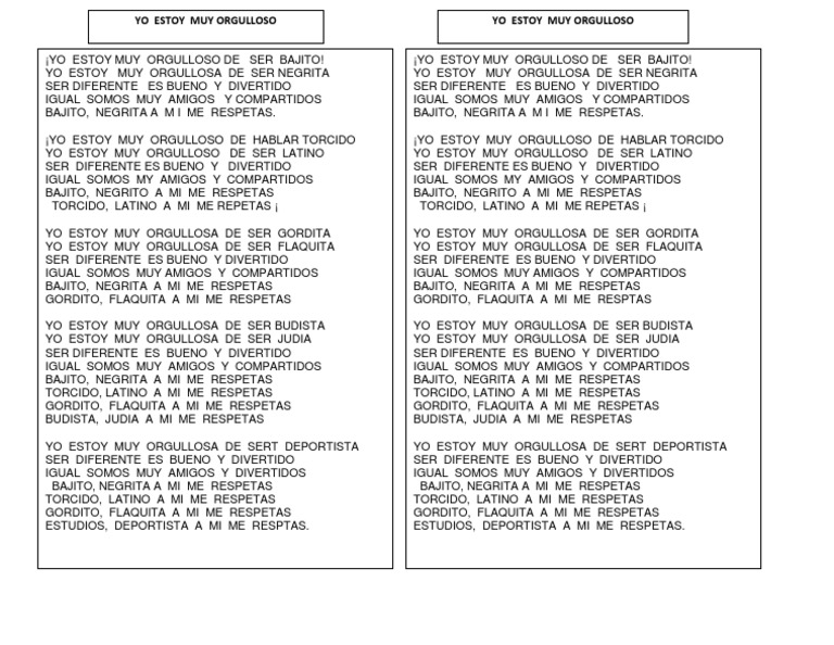 Yo Estoy Muy Orgulloso Cancion | PDF