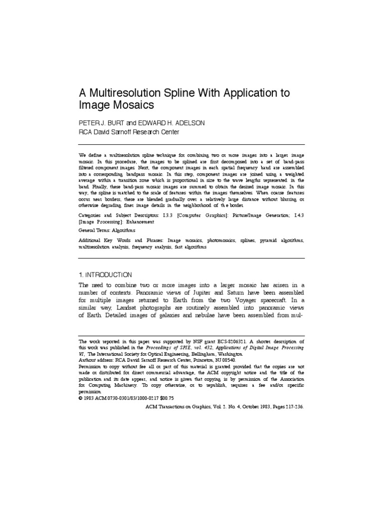 06.01.a Multi Resolution Spline With Application To Image Mosaics | PDF ...