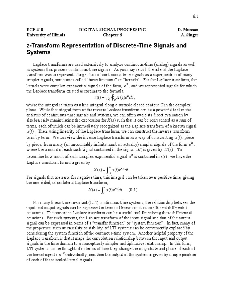 Z-Transform Representation of Discrete-Time Signals and Systems | PDF ...