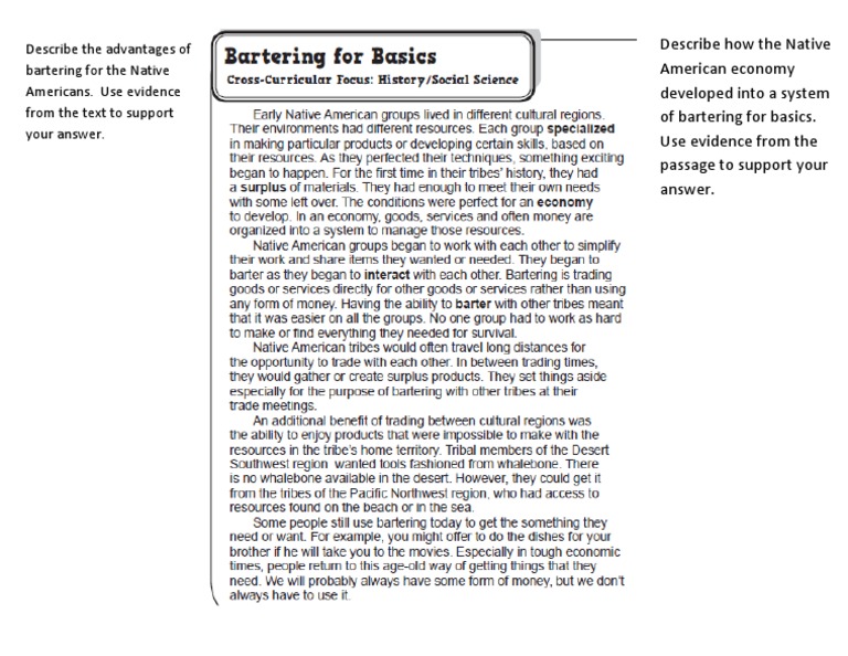 Advantages of Bartering for Native Americans | PDF