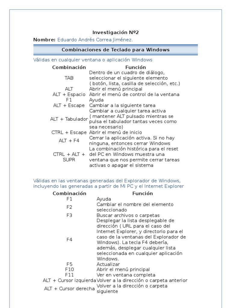 Combinaciones de Windows (Deber 2) | PDF | Ventana (informática ...