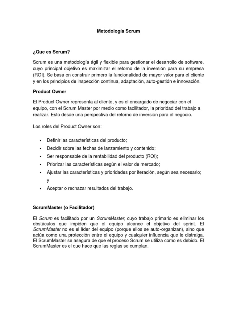 Metodologia Scrum | PDF | Scrum (desarrollo de software) | Ingeniería de Sistemas