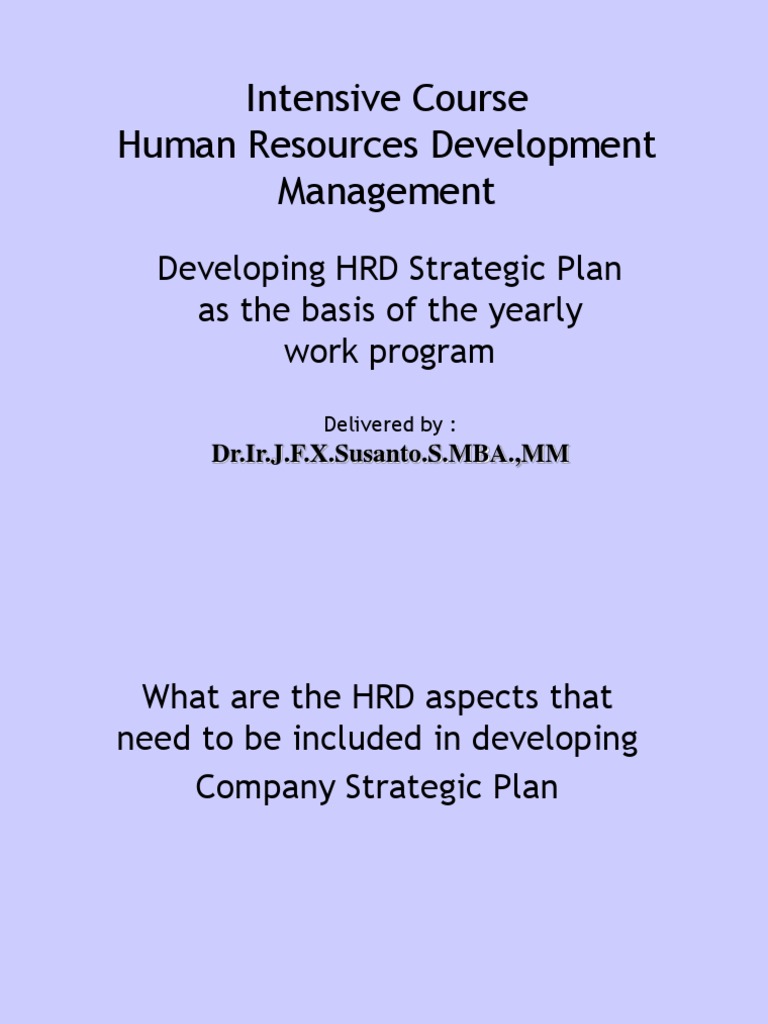 HRD Strategic Plan Development Guide | PDF | Employment | Strategic ...