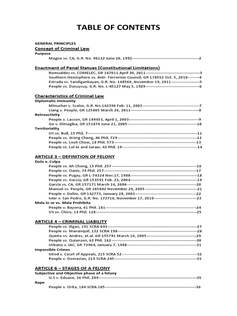 Table of Contents | Comparative Law | Problem Behavior