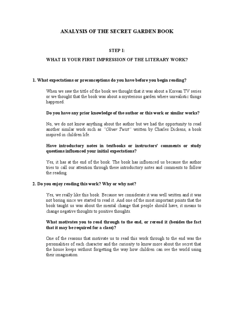 The Secret Garden Analysis | Narration | Plot (Narrative)