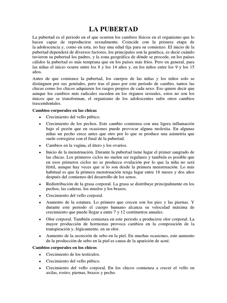 Cambios Físicos en la Pubertad Femenina | PDF | Pubertad | Adolescencia