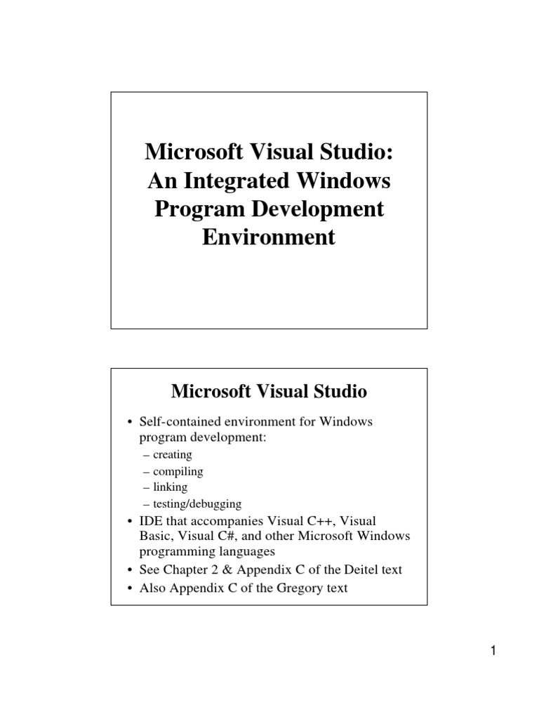Microsoft Visual Studio: An Integrated Windows Program Development Environment | PDF | Microsoft ...