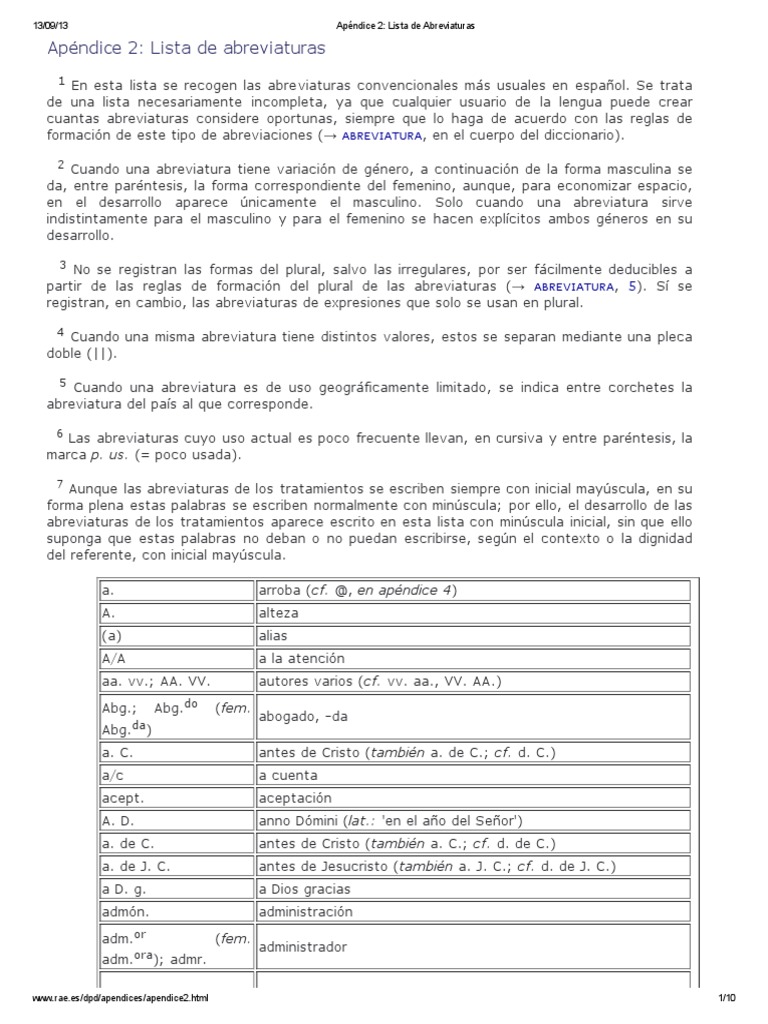 Apéndice 2 Lista de Abreviaturas.pdf | PDF | Soporte | Lingüística