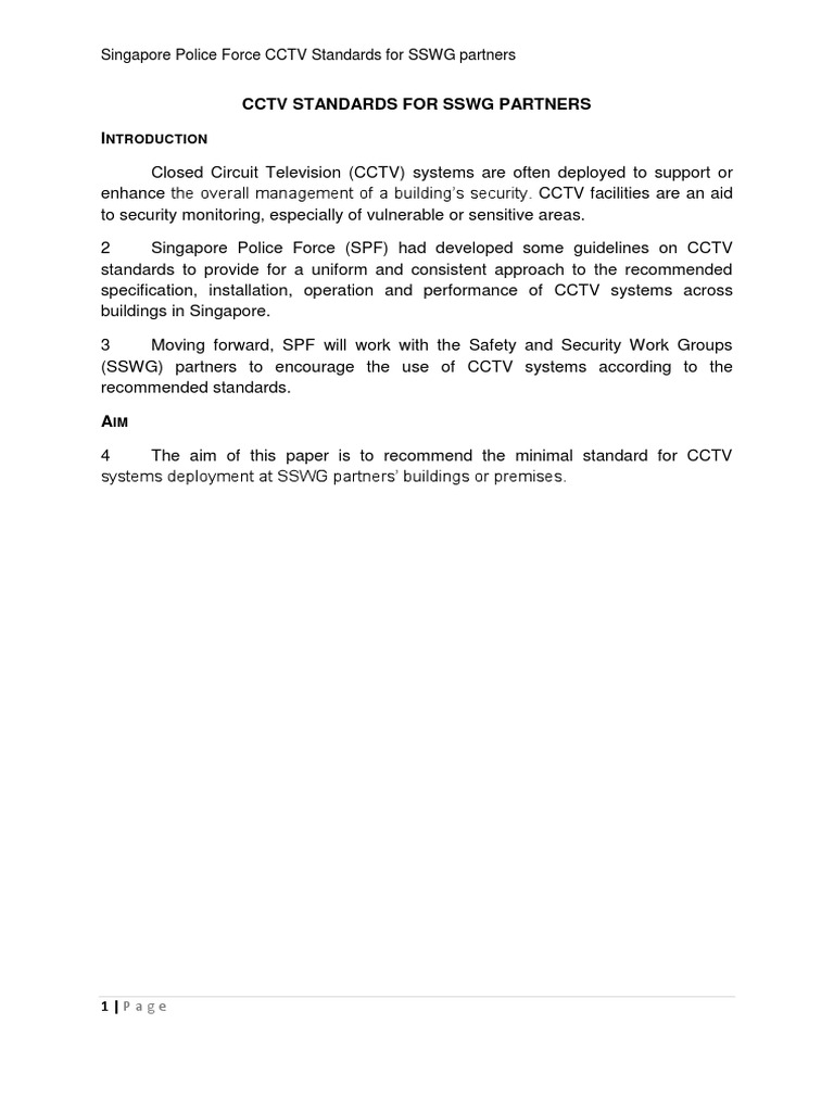 CCTV Standards For SSWG Partners | PDF | Closed Circuit Television ...