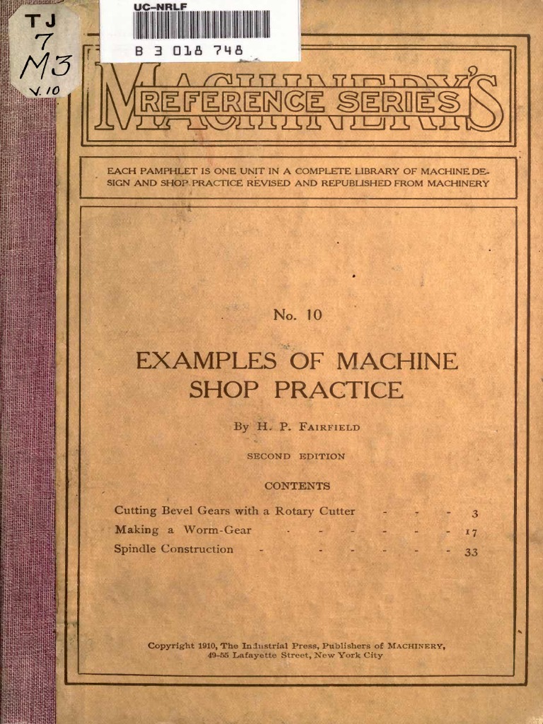 (L) Examples of Machine Shop Practice (1910) | Download Free PDF | Gear ...