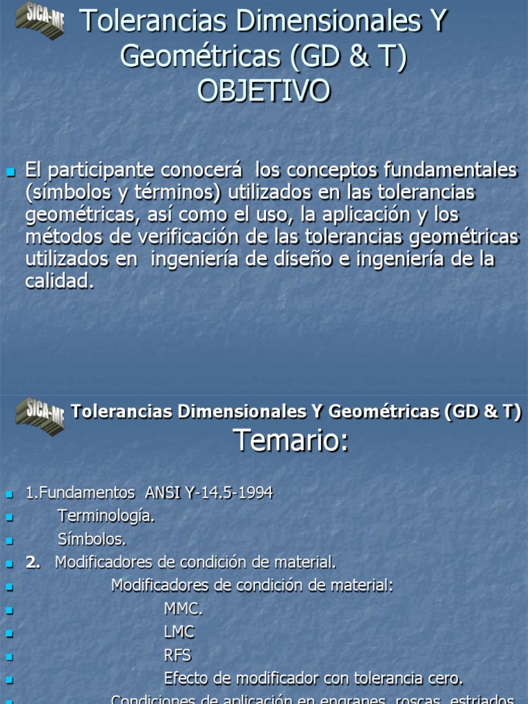 Presentacion GD & T | PDF | Tolerancia de ingeniería | Dimensión