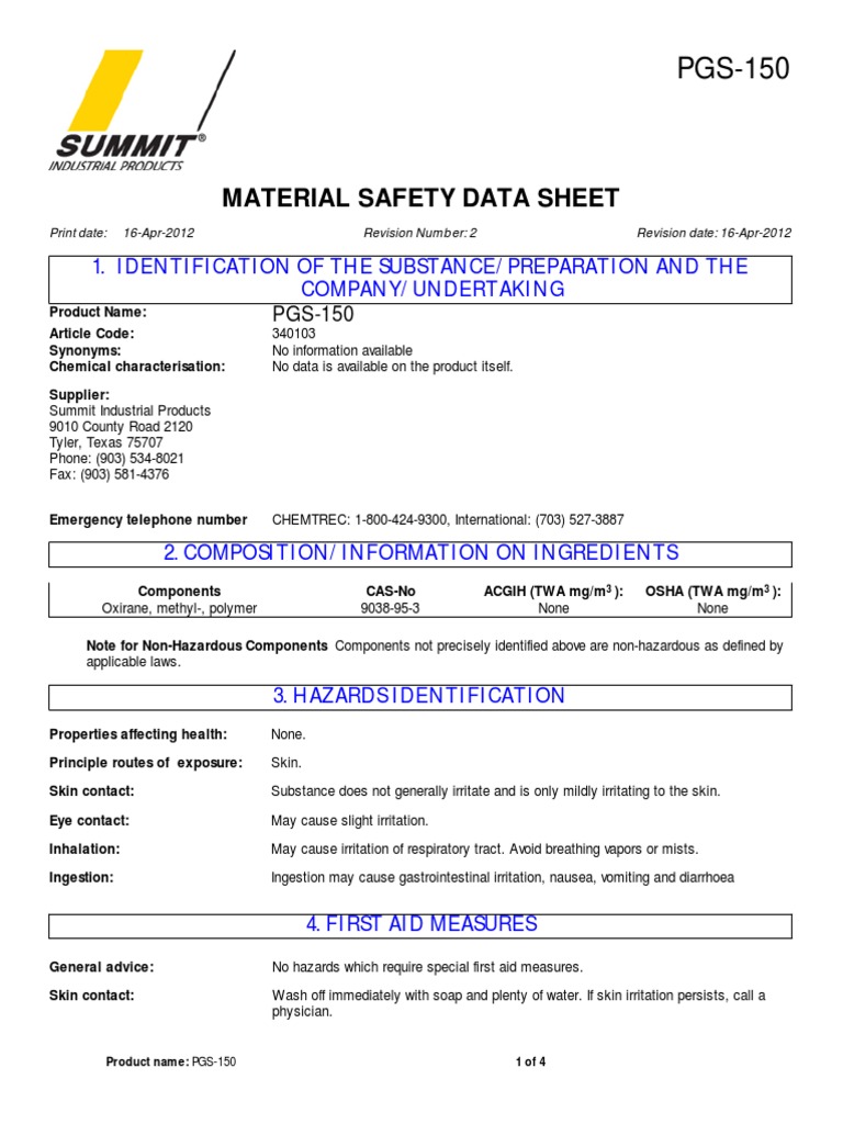 MSDS Safety Data Sheet | PDF | Personal Protective Equipment ...