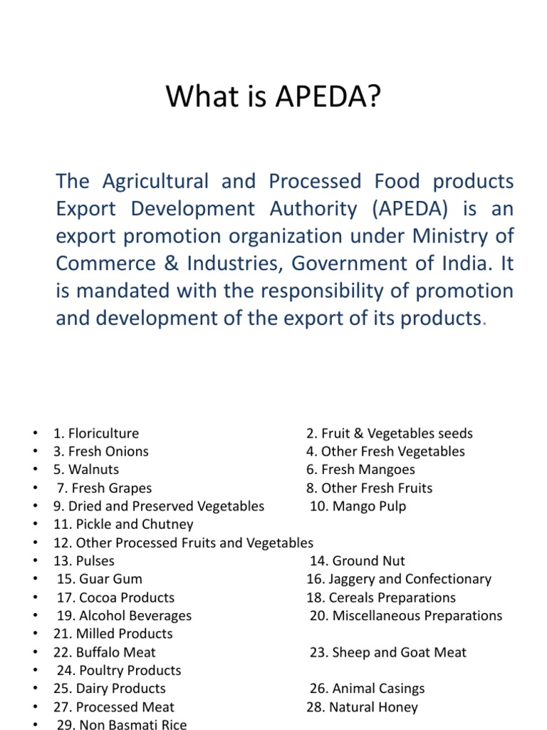 What Is Apeda | PDF | Fruit | Vegetables
