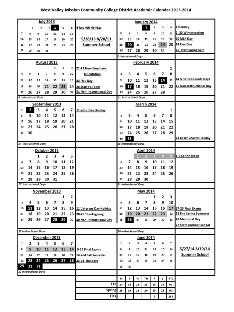 2013-2014 Academic Calendar | PDF