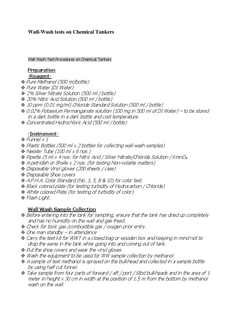 Analysis of Wall Wash Test Procedures and Results for Chemical Tankers ...