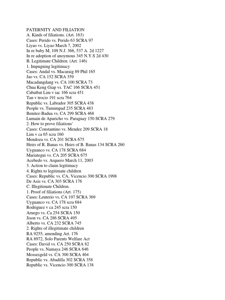 Paternity and Filiation | PDF | Evidence (Law) | Testimony