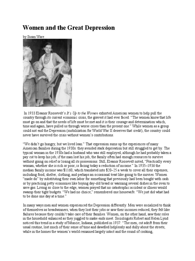 Women and The Great Depression | PDF | New Deal | Great Depression