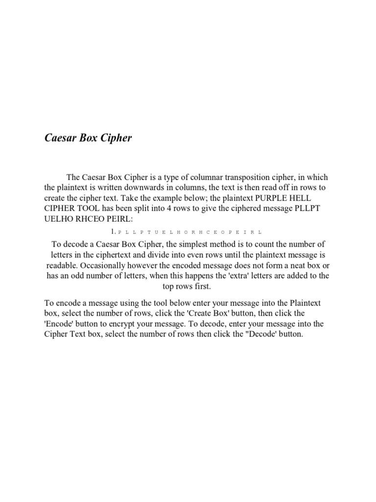 Caesar Box Cipher | PDF
