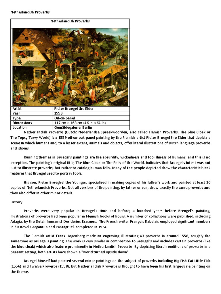 Netherlandish Proverbs PDF | PDF | Wisdom Literature | Works