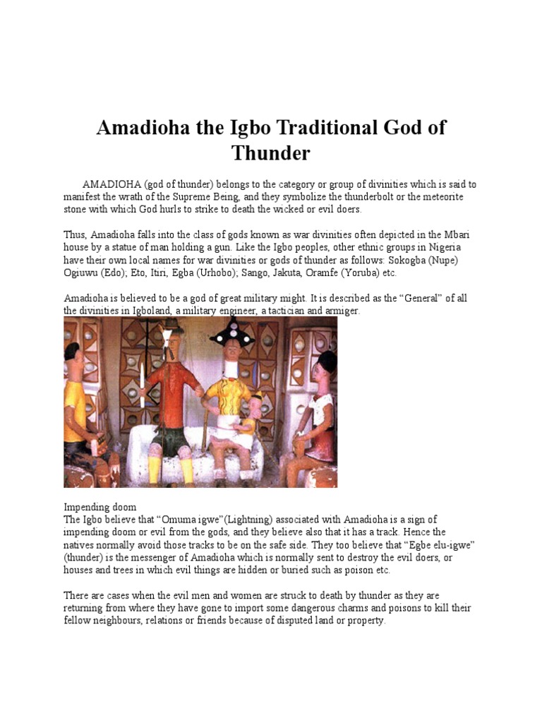Amadioha the Igbo Traditional God of Thunder | PDF | Rituals | Religion ...