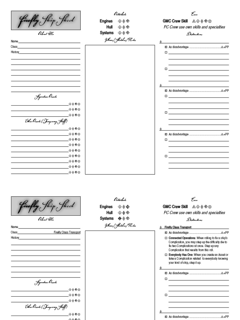 Firefly Ship Sheet | PDF
