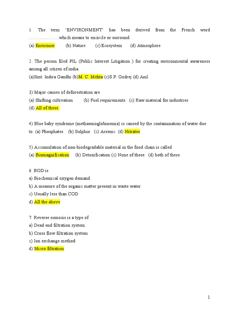 100 ES Quiz Questions Rev | PDF | Ecosystem | Municipal Solid Waste
