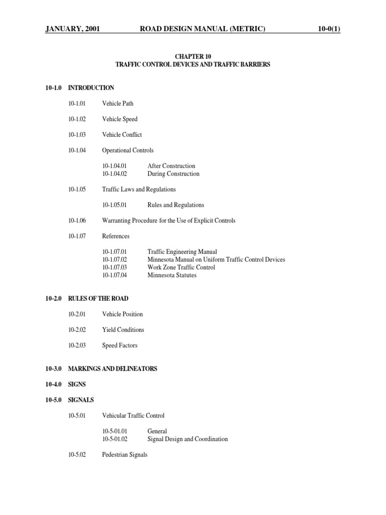 January, 2001 Road Design Manual (Metric) 10-0 | Download Free PDF ...