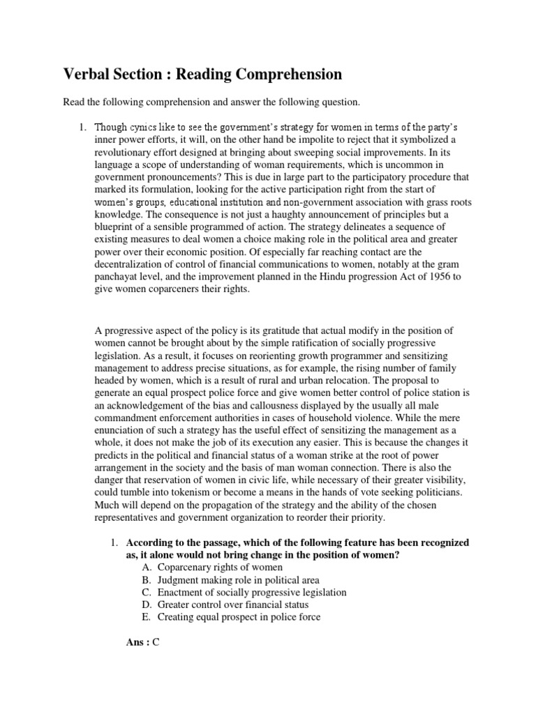 Verbal Section Reading Comp | PDF | Heart Valve | Free Trade
