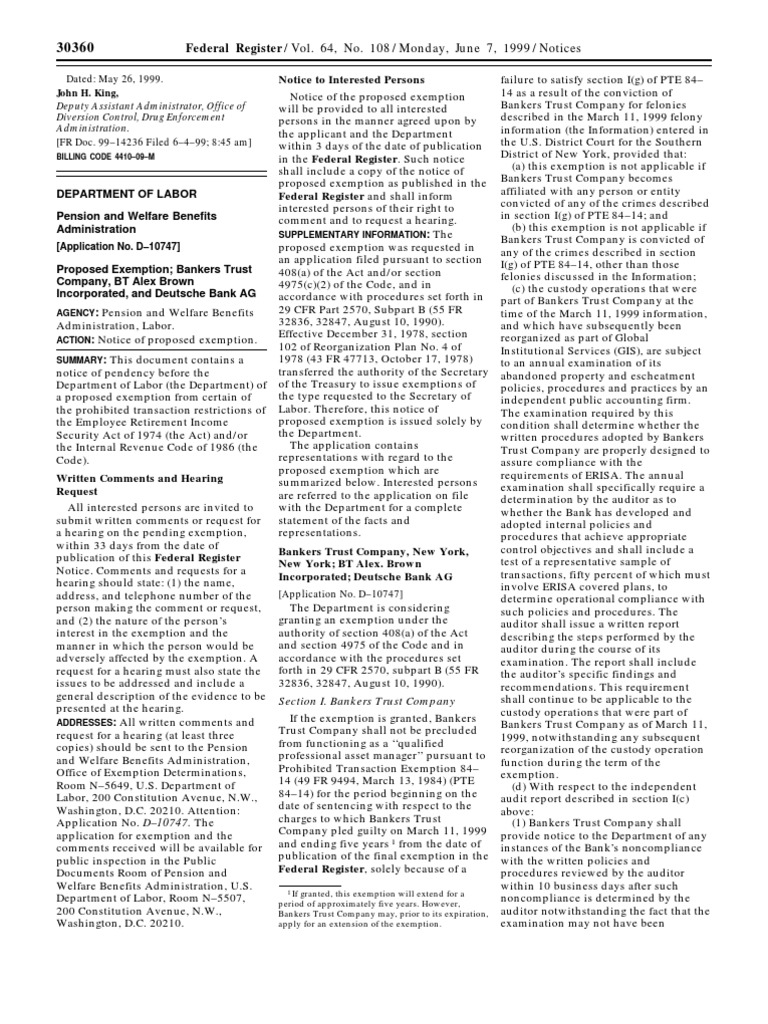 Department of Labor: 99014369 | PDF | Bankers Trust | Internal Audit