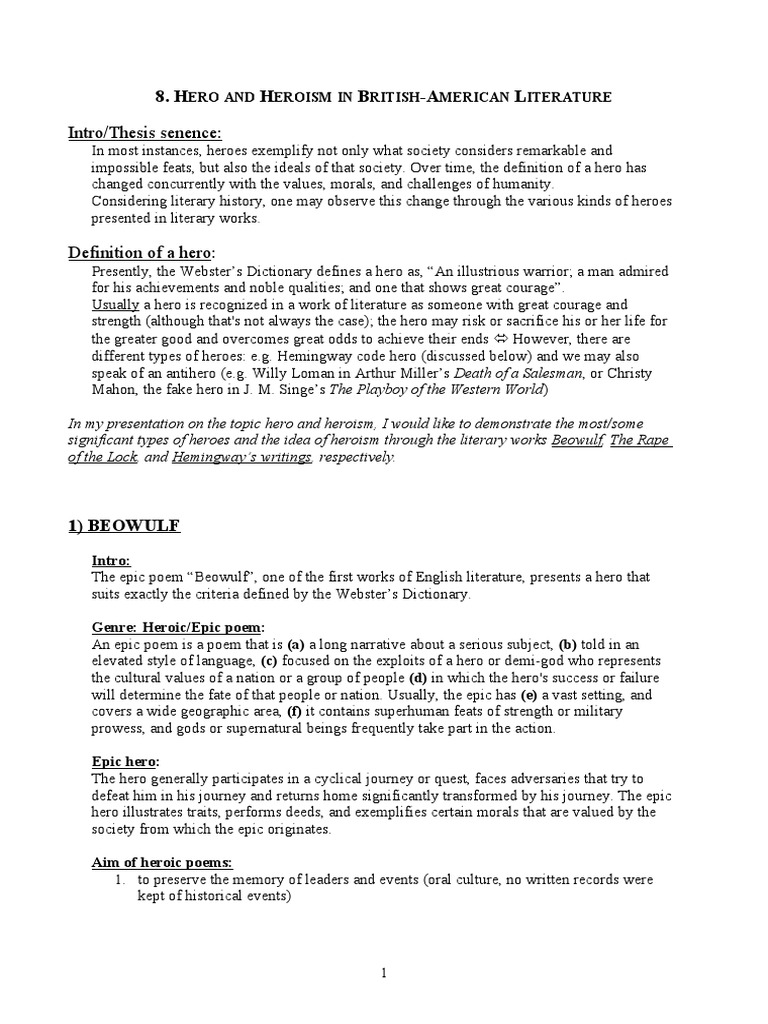 A Study in Changing Heroes: Examining the Evolution of Heroism Through ...