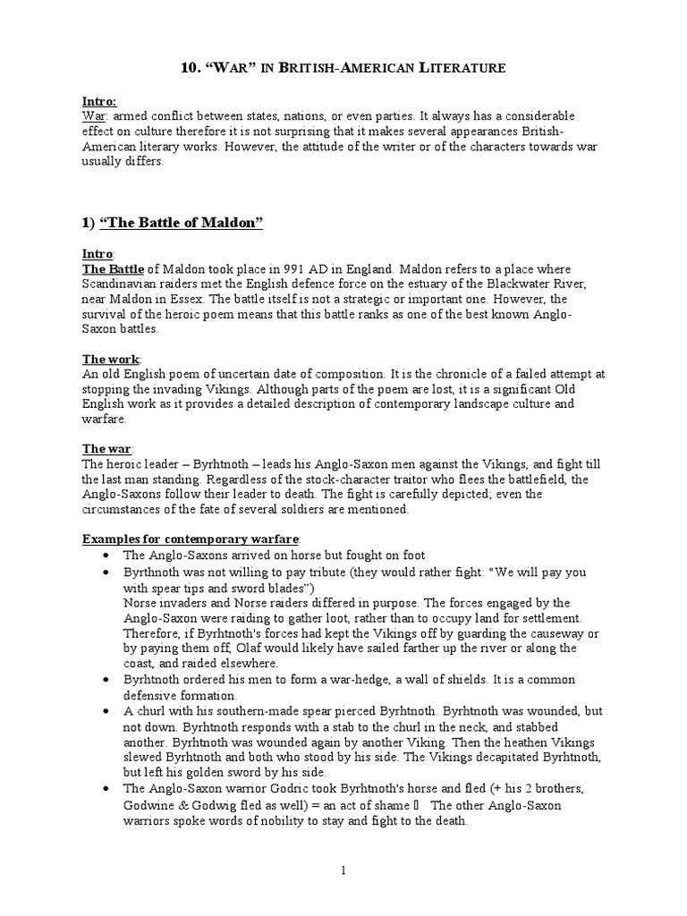 "War" in British-American Literature | PDF | Unrest | Poetry