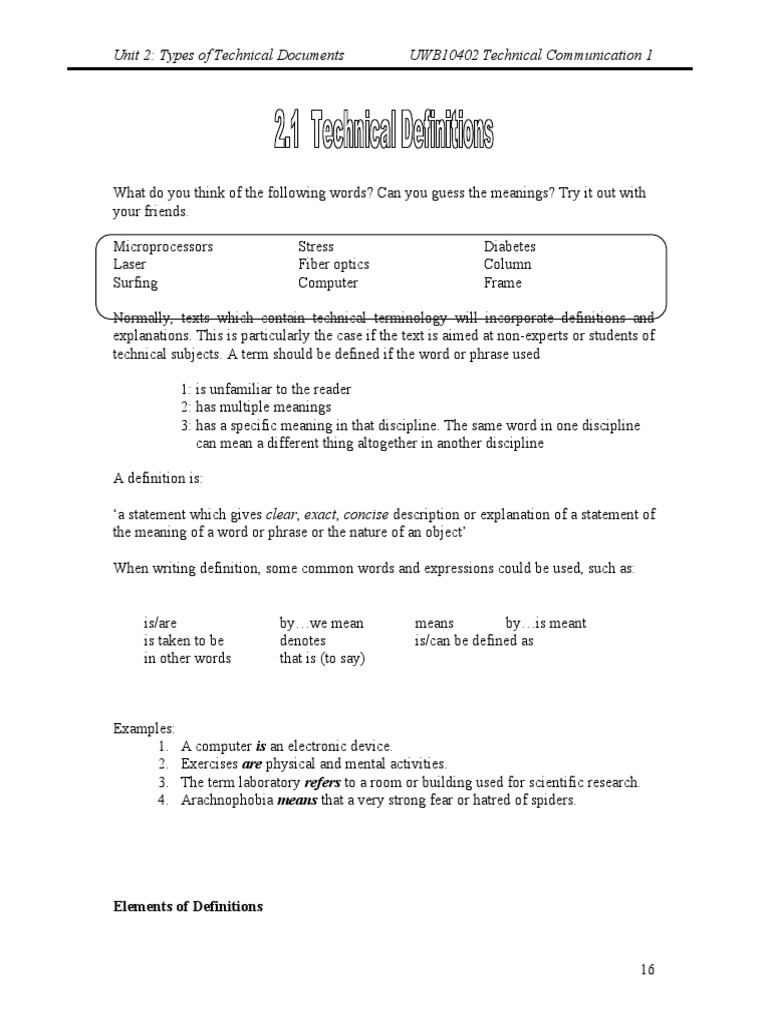 Chapter 2 - Technical Definitions | PDF | Definition | Technical ...