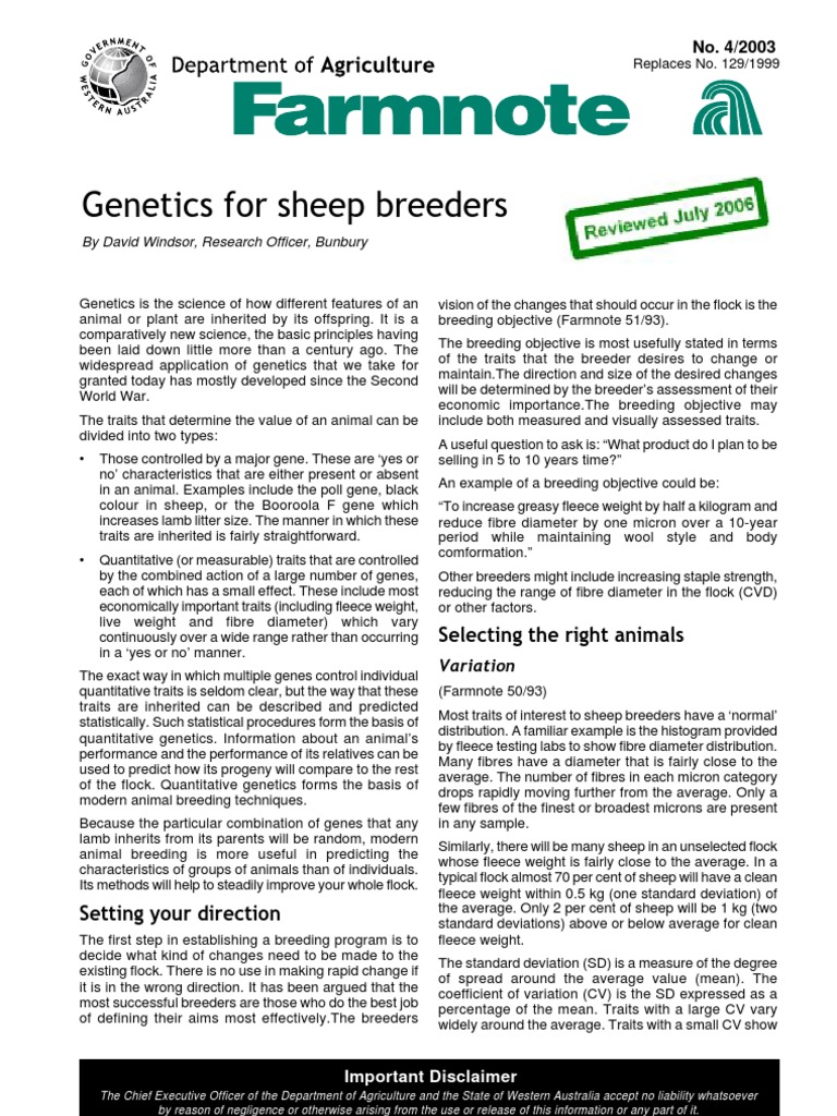 Sheep Management 1 | PDF | Heritability | Sheep