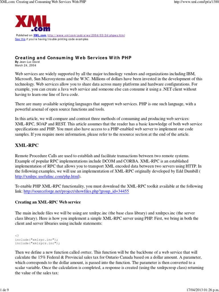 Creating and Consuming Web Services With PHP | PDF | Web Service | Soap