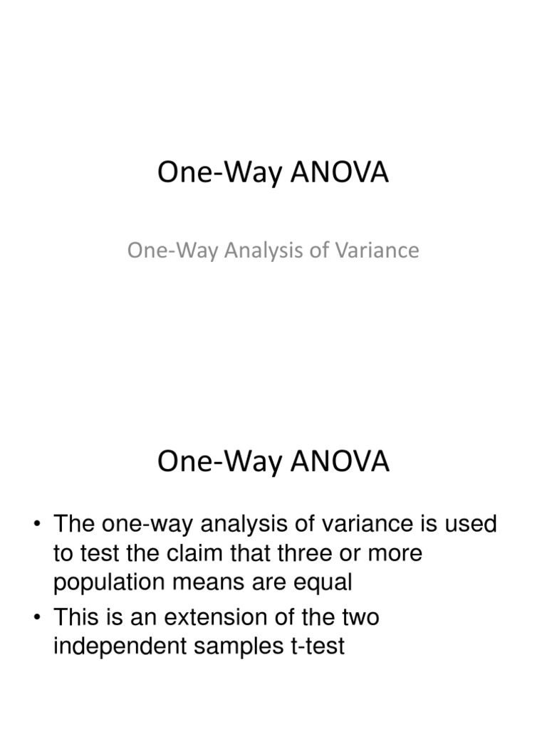 One Way Anova Pdf Analysis Of Variance F Test