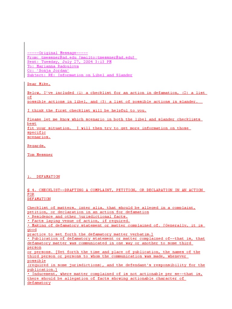 Information On Libel and Slander | PDF | Defamation | Lawsuit
