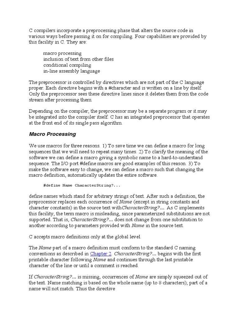 C Pre Processor Directives Pdf C Programming Language Macro Computer Science 2525