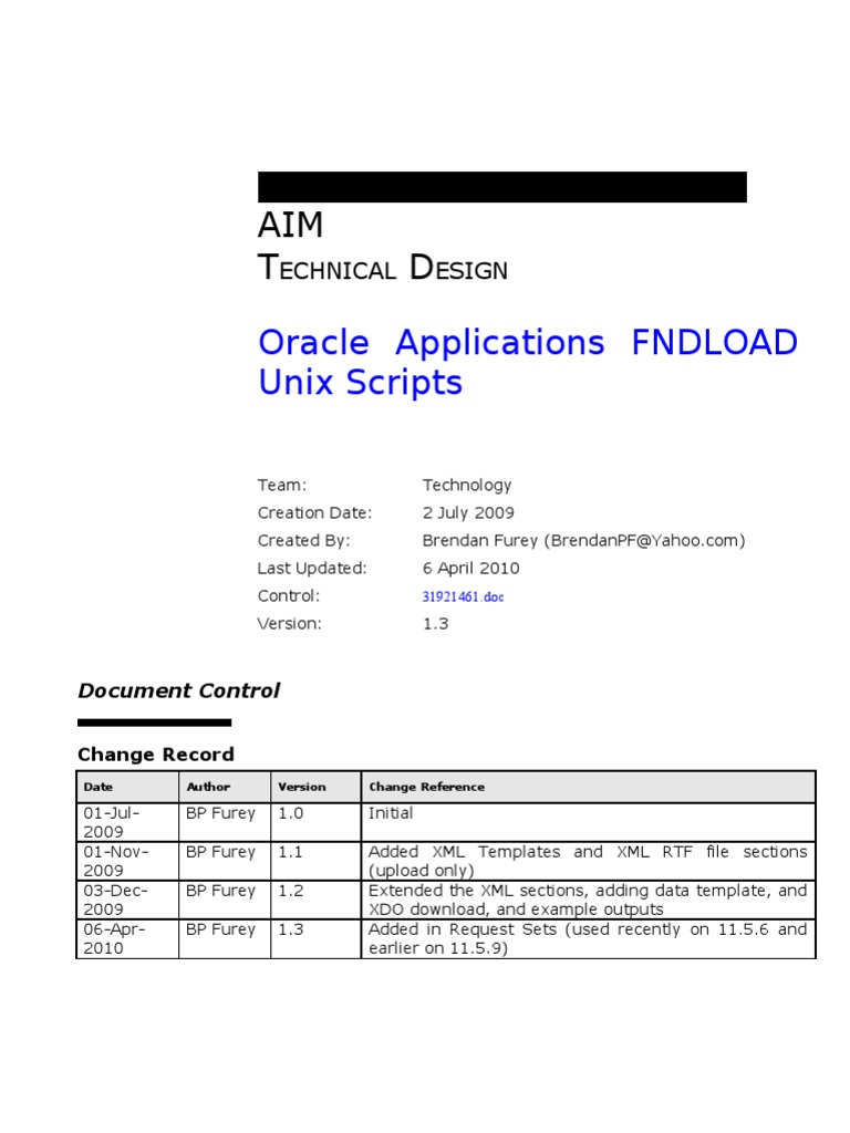 Oracle Applications FNDLOAD Unix Scripts | PDF