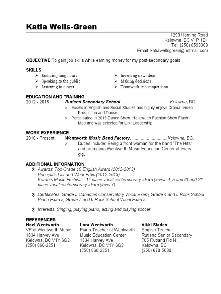 Resume Template for Katia Wells-Green | PDF