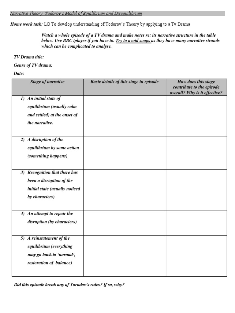 Analyzing Todorov's Narrative Structure | PDF | Narrative