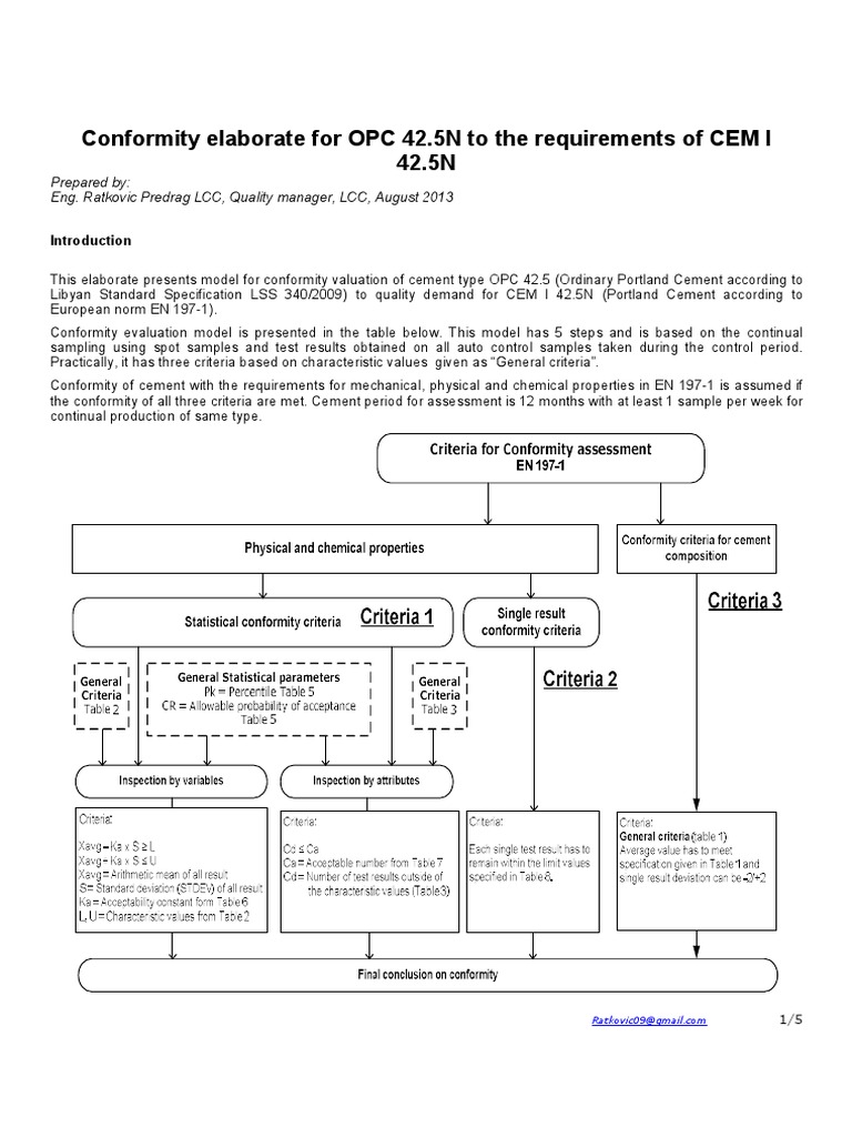 Comformity Assessment OPC 42N To CEM I EN 197 - 1 PDF | PDF | Statistics | Scientific Method
