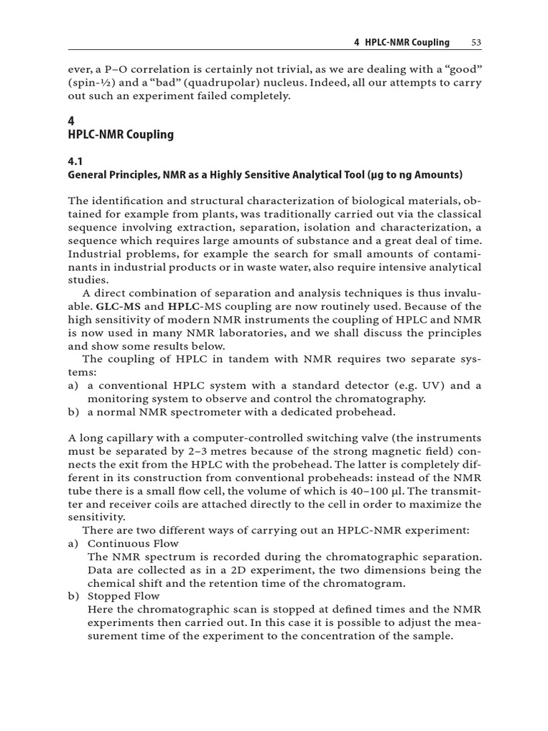 HPLC NMR Coupling | PDF | Nuclear Magnetic Resonance Spectroscopy ...