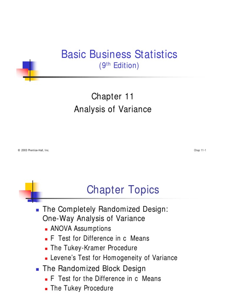 Basic Business Statistics: Analysis of Variance | PDF | F Test ...