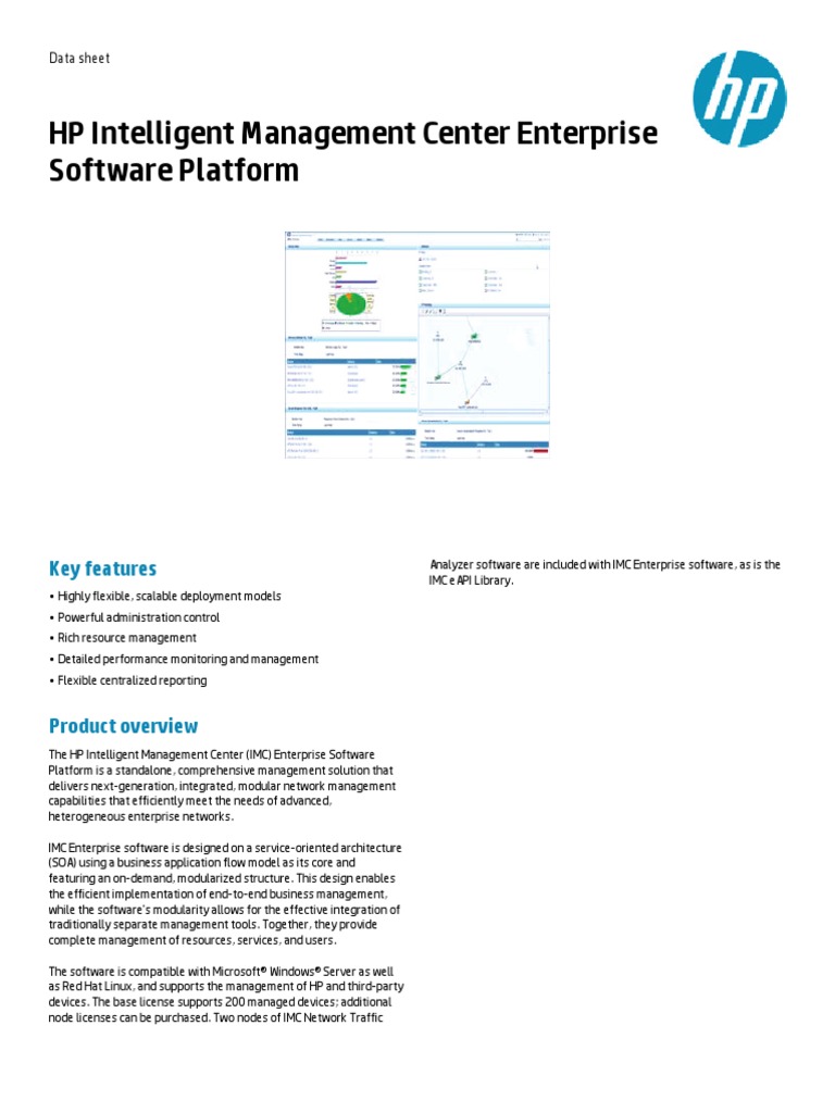 HP Intelligent Management Center Enterprise Software Platform | PDF ...