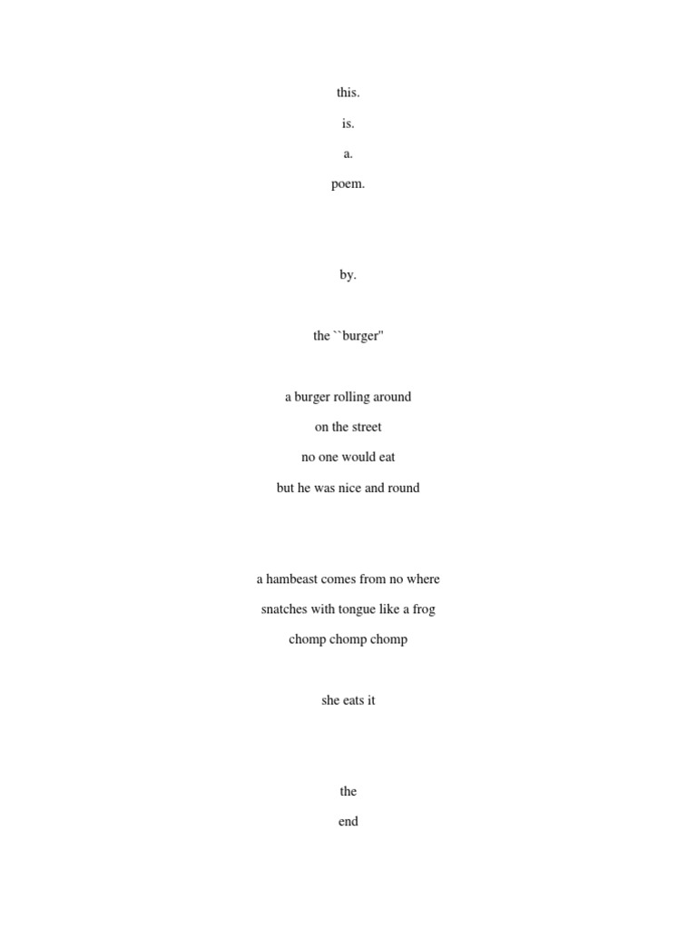 Burger Poem: A Short Verse | PDF | Art
