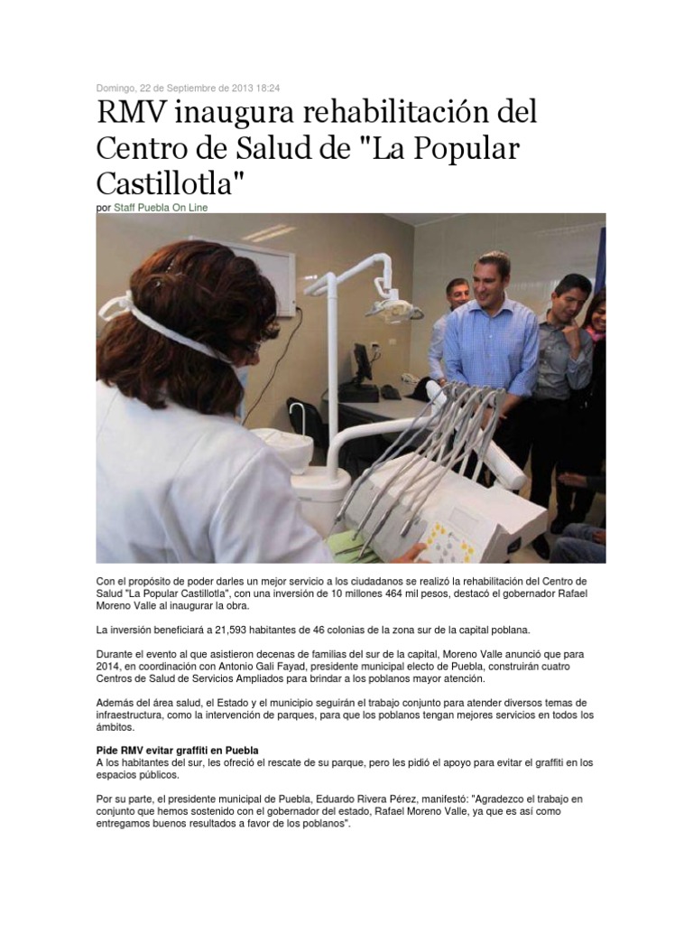 22-09-2013 Puebla On Line - RMV Inaugura Rehabilitación Del Centro de ... 22-09-2013 Puebla On Line - RMV Inaugura Rehabilitación Del Centro de ...