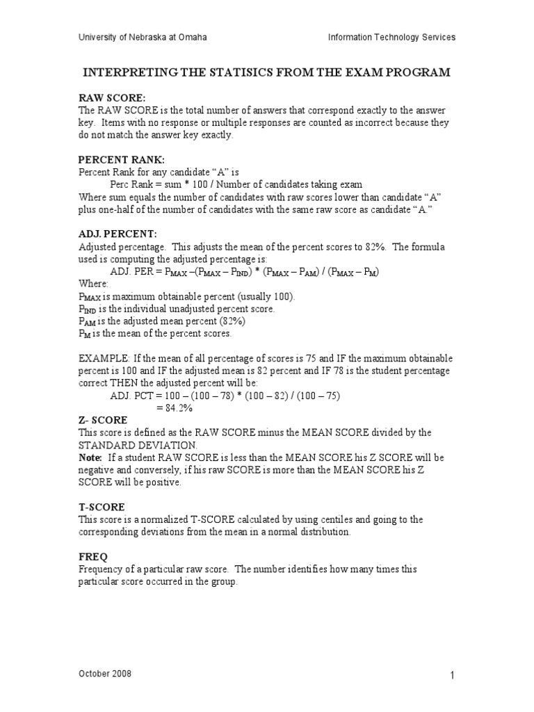 Exam Scanning Interpretation | PDF | Standard Error | Standard Deviation