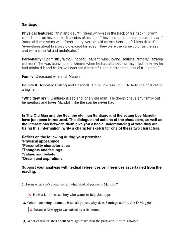 Santiago Character Sketch | PDF